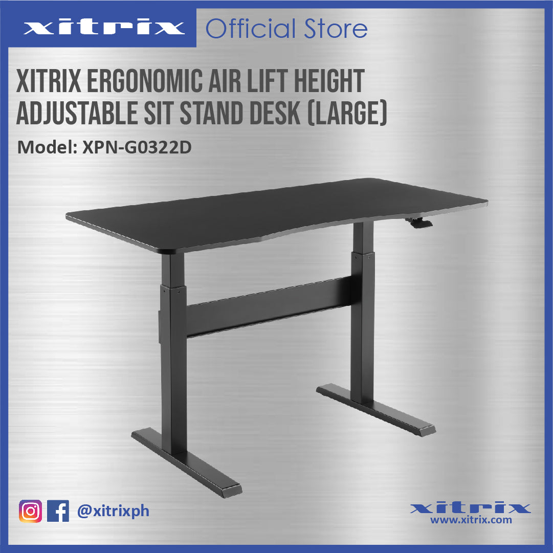 Xitrix® Ergonomic Air Lift Height Adjustable Sit Stand Desk (Large ...